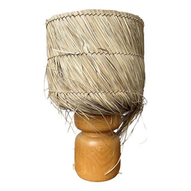 Vintage Wood and Straw Lamp, 1950s | Chairish