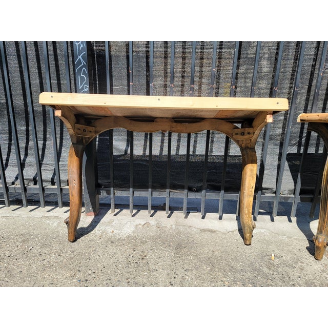 1980s Two Vintage Oak Wood Console Tables | Chairish