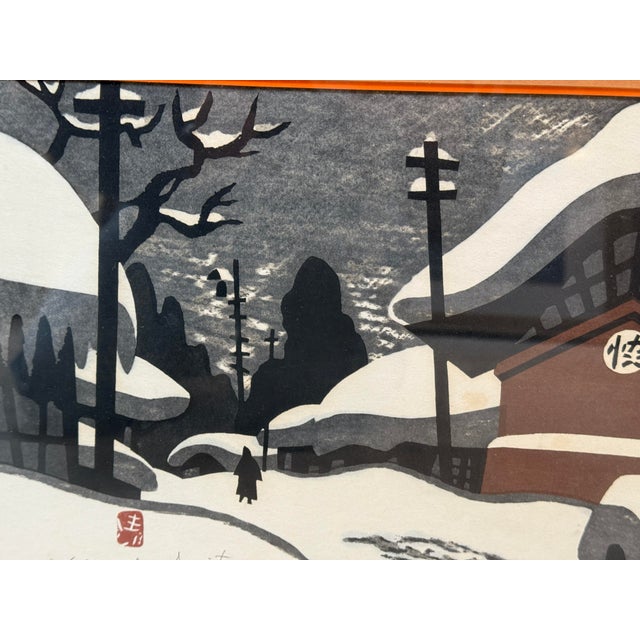 Circa 1970's Kiyoshi Saito Vintage Winter in Aizu Woodblock Prints, a ...