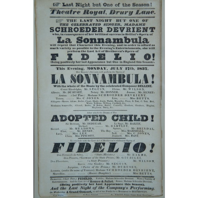 Antique 1825 & 1837 Theatre Royal Covent Garden Drury Lane Flyer Promo Ads | Chairish