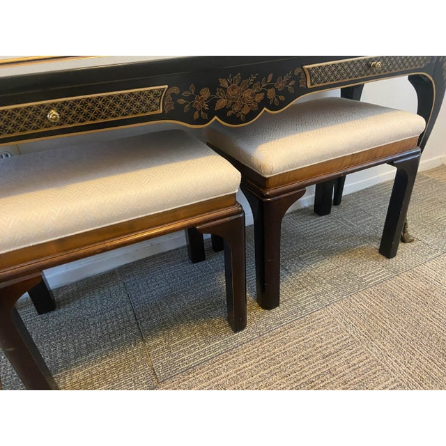 20th Century Chinoiserie Drexel Et Cetera Heritage Ebonized & Burl Wood ...