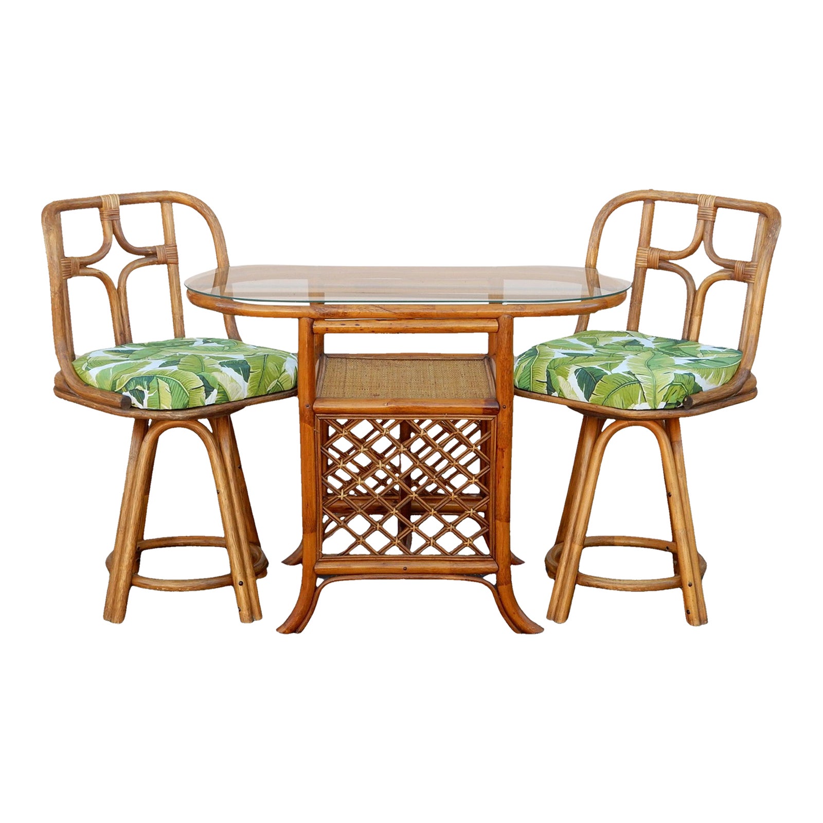 Vintage Rattan & Cane Bistro Table and Chair Honeymoon Set - Set of 3 ...
