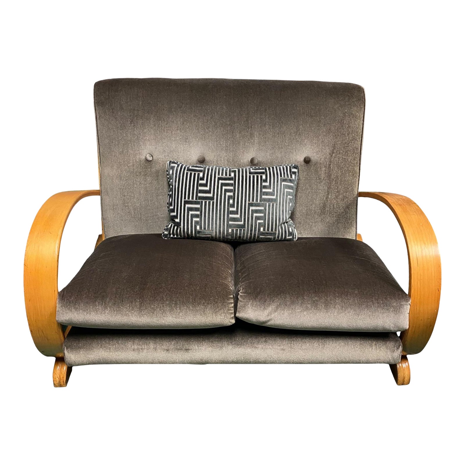 1940s Art Deco Style Sofa / Loveseat With Taupe Mohair Upholstery ...