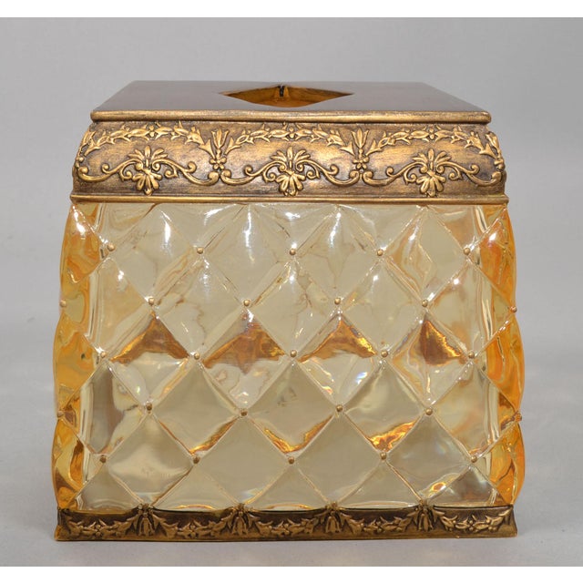Vintage Gold Resin Lucite Tissue Box Cover | Chairish