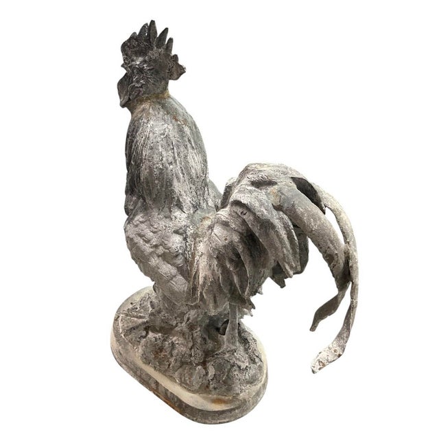 Vintage French Country Style Cast Iron Rooster Garden Statue | Chairish