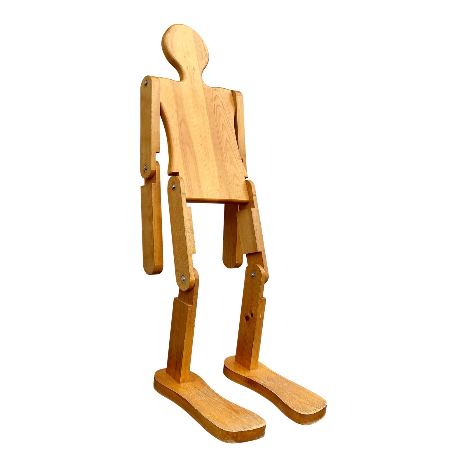 Life Sized Pine Human Form Figure Sculpture | Chairish