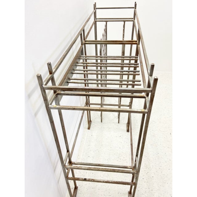 Custom Industrial Solid Raw Steel Bar and Wine Rack | Chairish