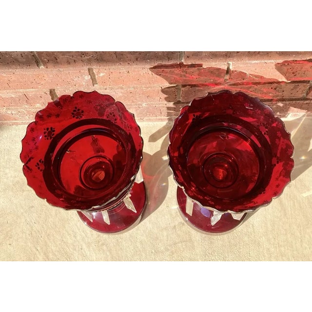 Late 19th-Century Pair of Antique Victorian Bohemian Ruby Red Glass ...