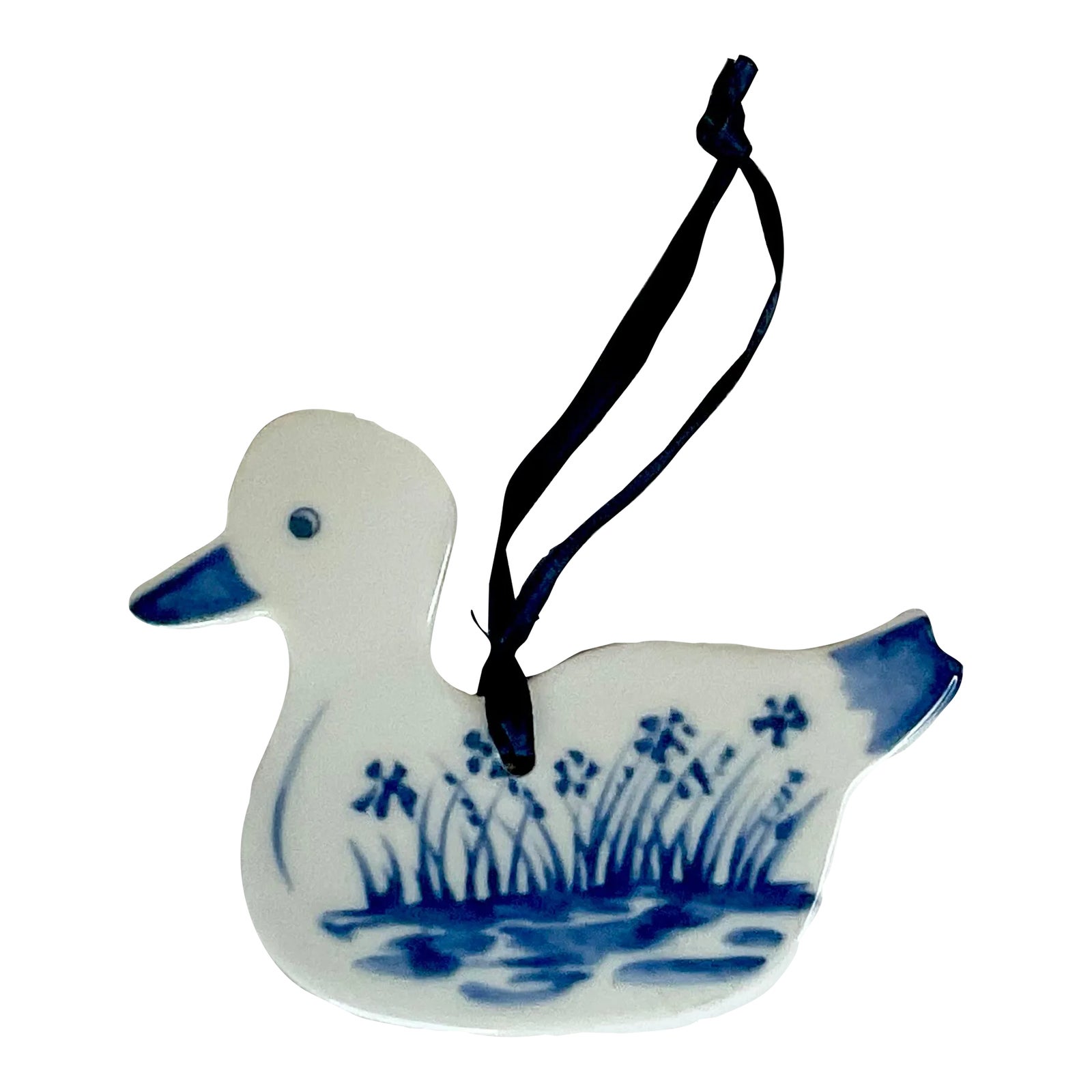 1980s Vintage Boho Chic Chinoiserie Pottery Duck Christmas Ornament ...