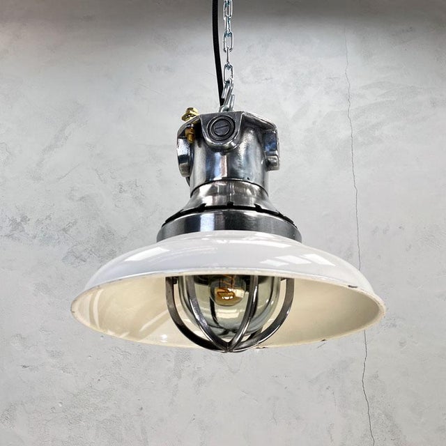 Vintage Industrial White Enamel Ceiling Pendant by Killark, 1980s ...