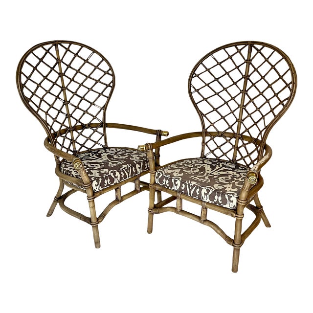 Vintage Ficks Reed Fan Back Peacock Rattan Chairs- a Pair | Chairish