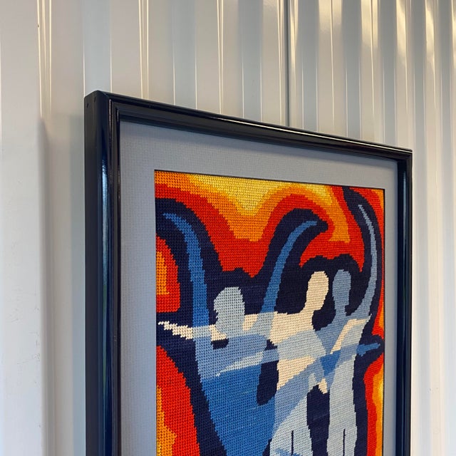 Midcentury Modern Dancing Figures Needlepoint Wall Art | Chairish