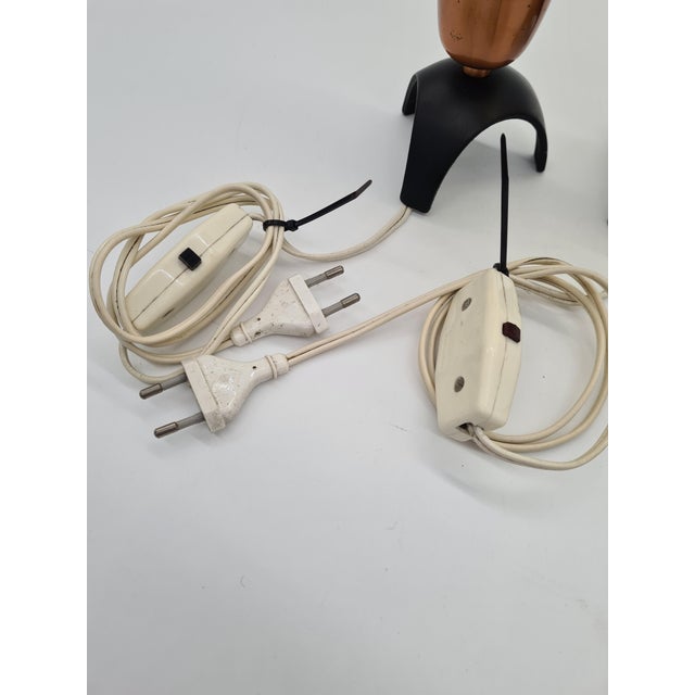 Vintage German Table Lamps in Yellow Glass and Black Metal, 1960s, Set ...