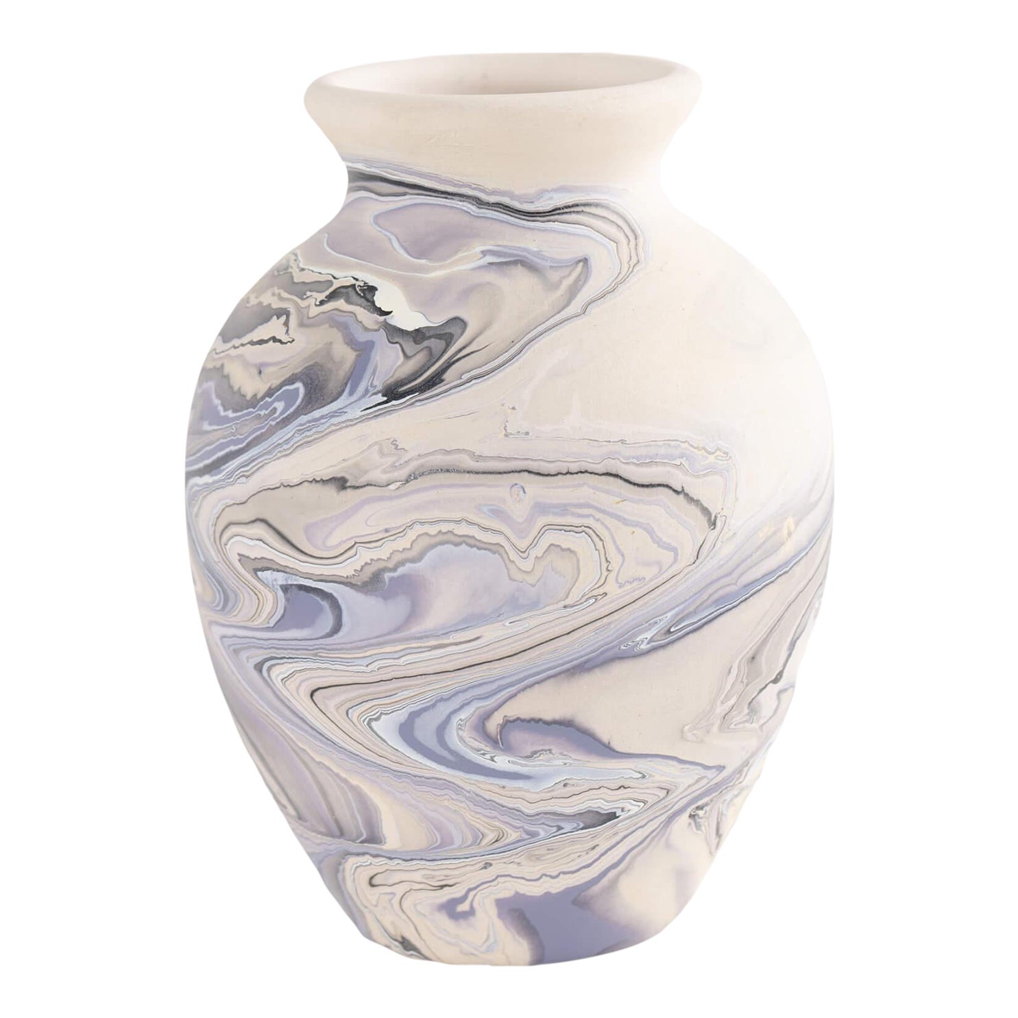 Vintage Grey and Blue Swirl Nemadji Vase | Chairish