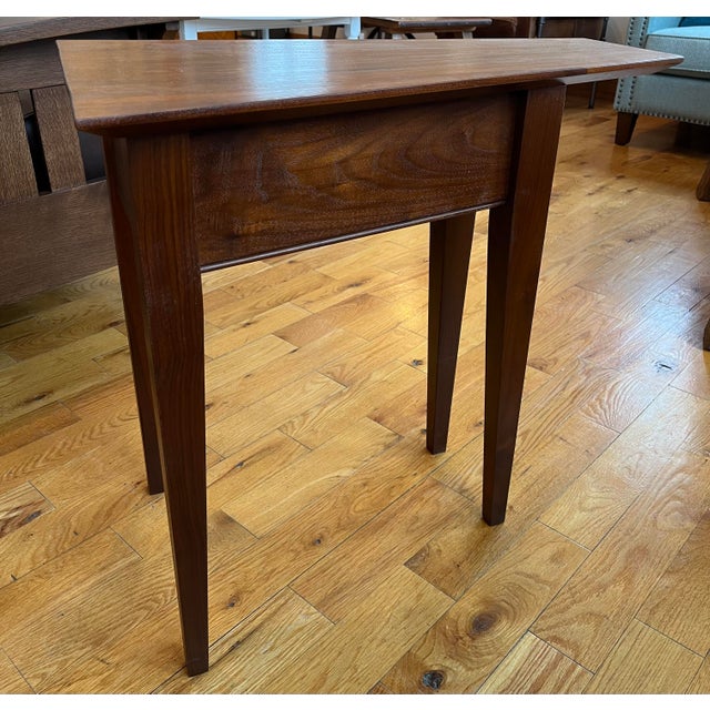 Custom Black Walnut Wing Side Table With Drawer | Chairish
