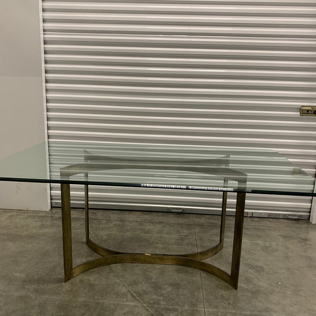 Mid-Century Modern Brass and Glass Dining Table | Chairish