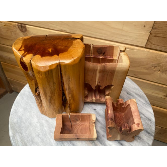 1970’s Richard Rothbard Signed Carved Cedar Wood Puzzle Jewelry Box ...