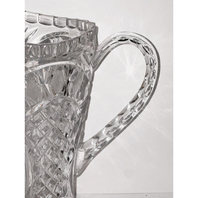 Vintage European Design Diamond Pattern Glass Handled Beverage Water ...