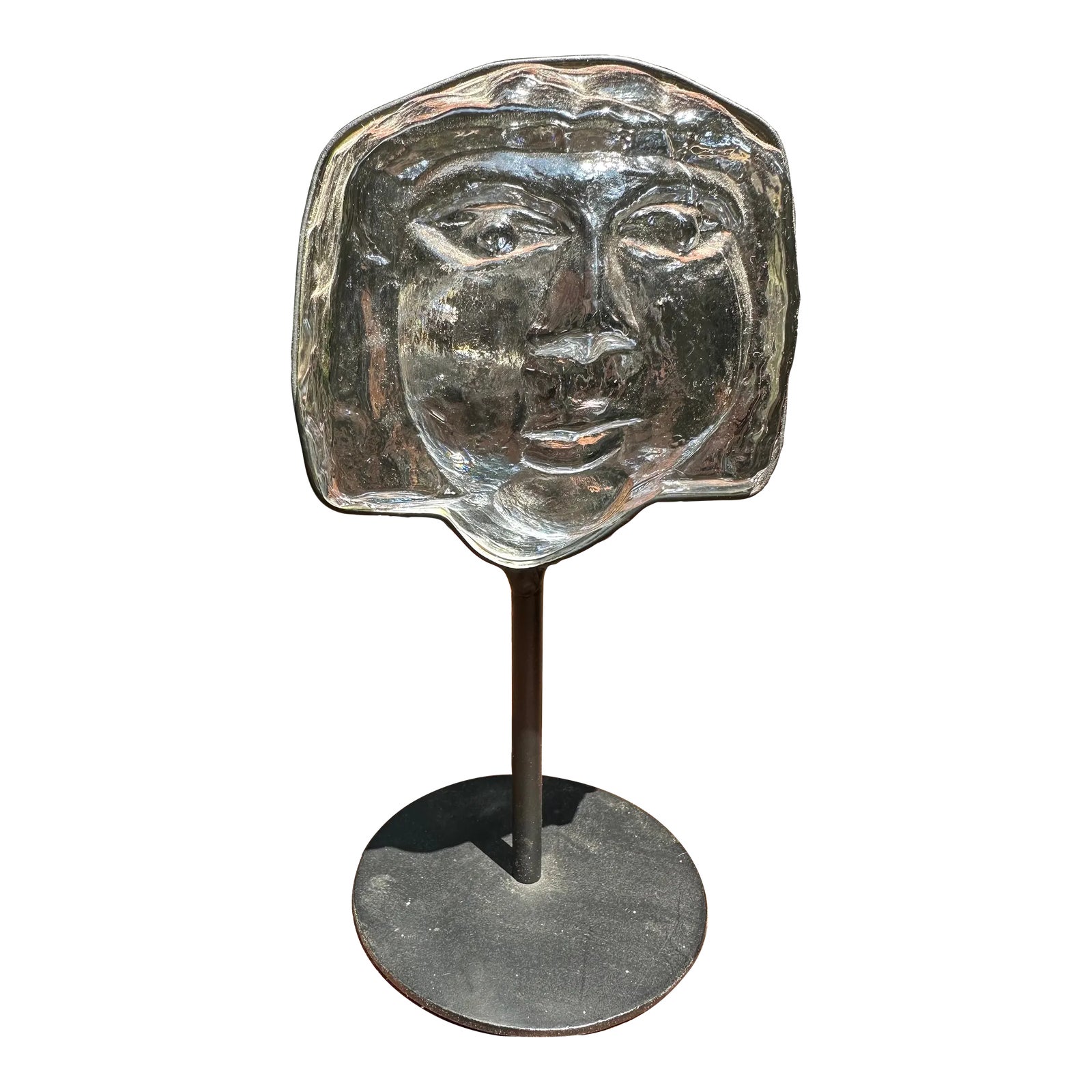 Mid-Century Modern Kosta Boda Hoglund Art Glass Face Sculpture | Chairish