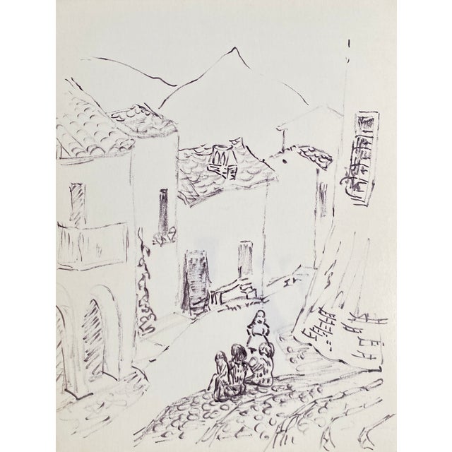 1960s Alexandra Merker Italian Village Drawing | Chairish