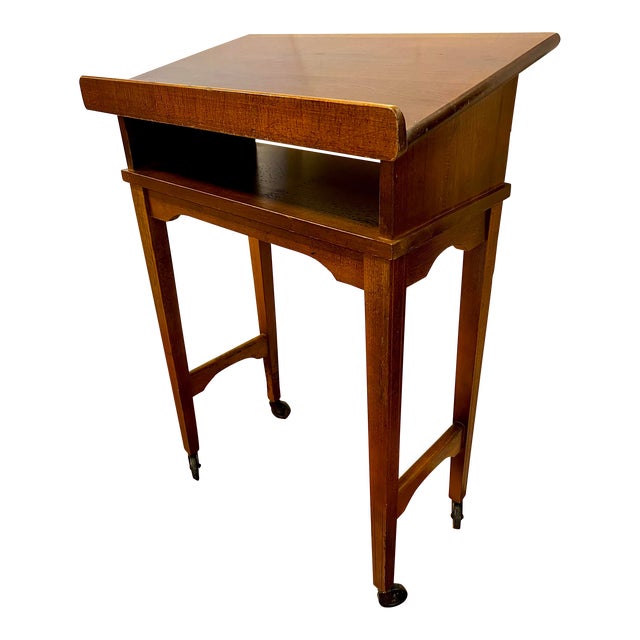Antique Slanted Rolling Lectern Book Stand on Castors | Chairish