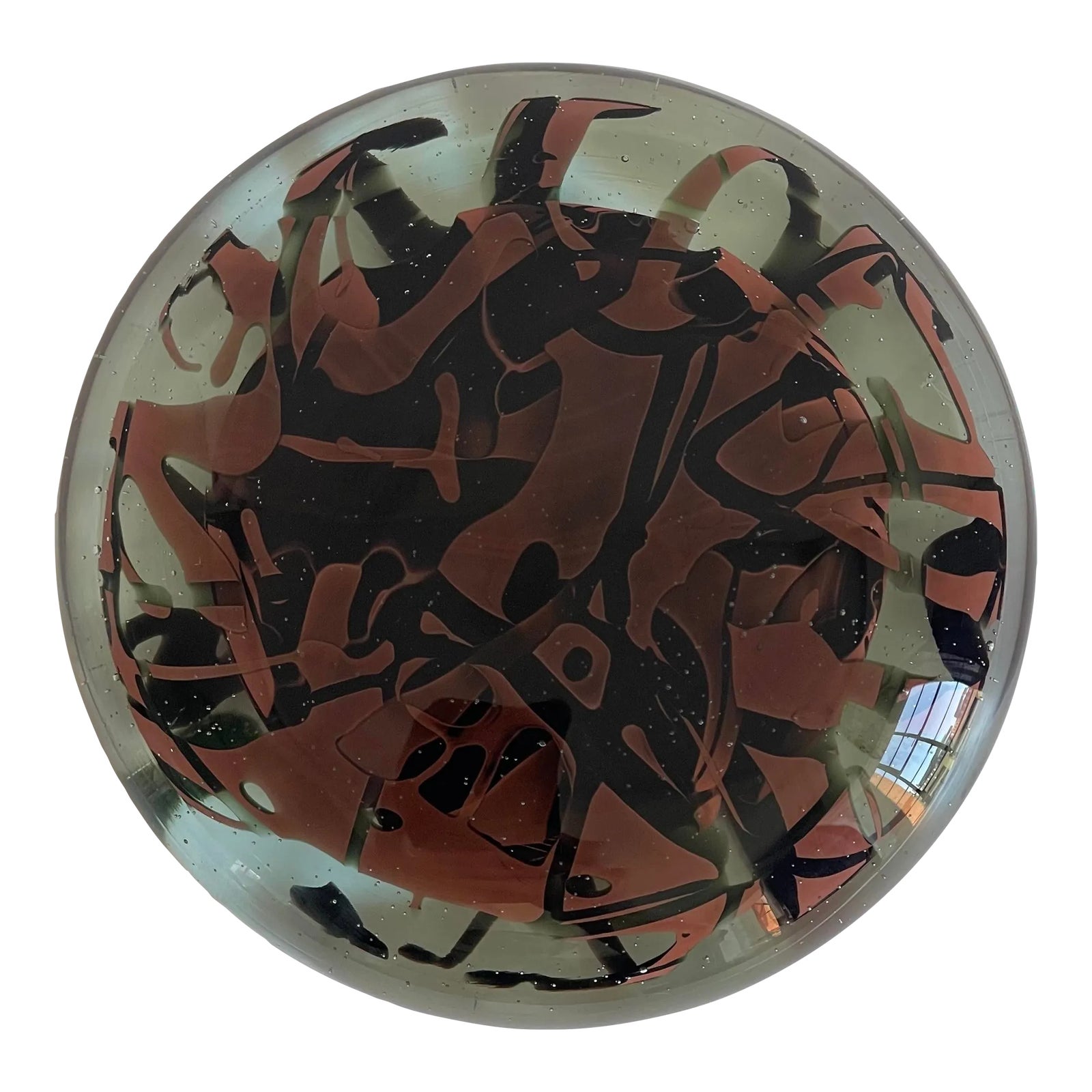 1990s Brown Abstract Glass Paperweight by Donald Jay Schneider | Chairish