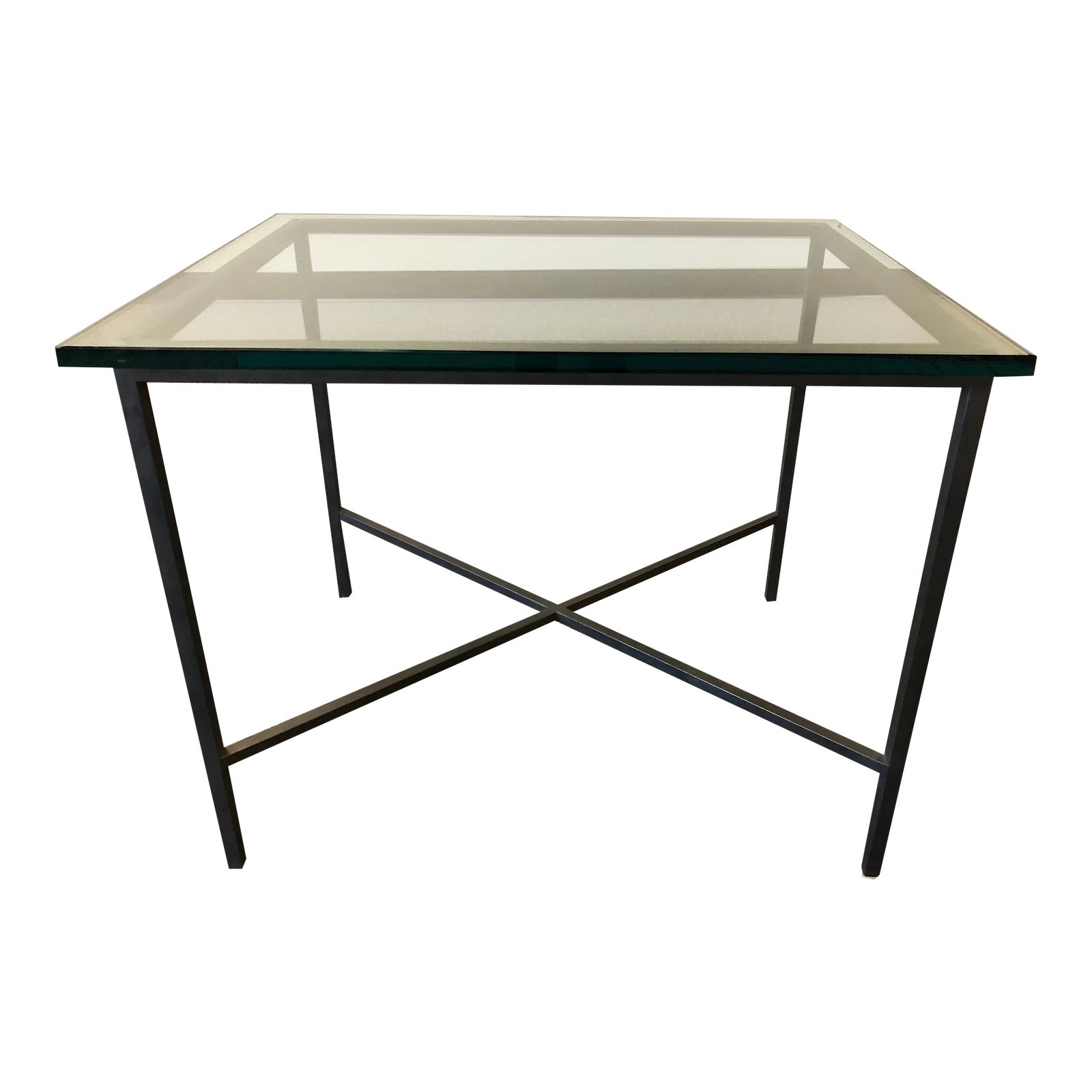 Iron and Glass Side Table | Chairish
