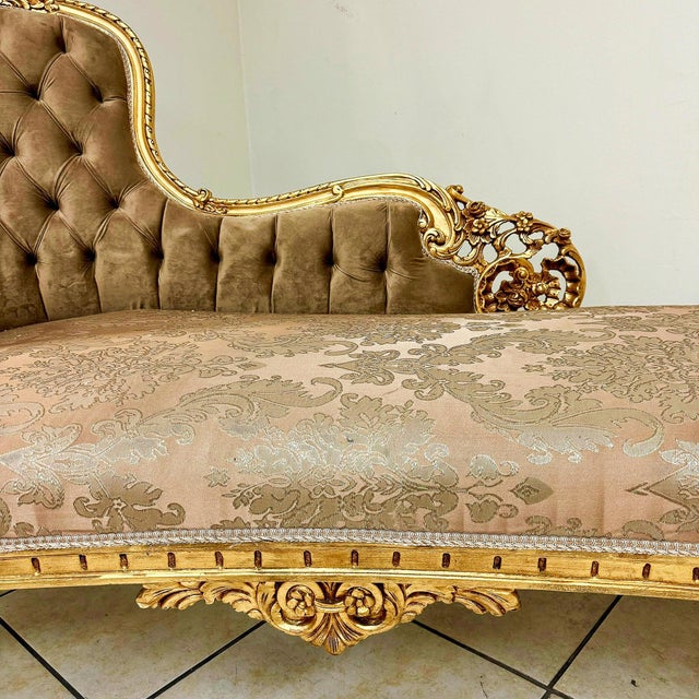 Rococo Style Light Coffee Lounge With Gold Details | Chairish