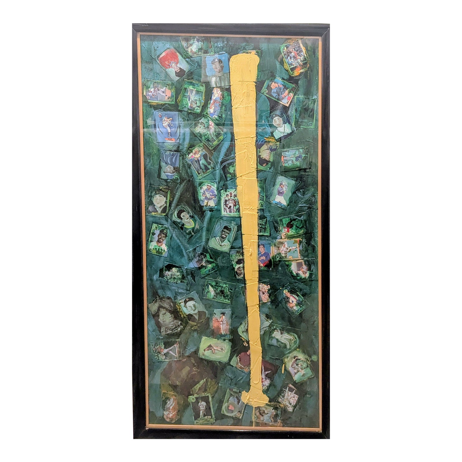 Vintage Baseball Card Mixed Media Collage Signed by Artist | Chairish