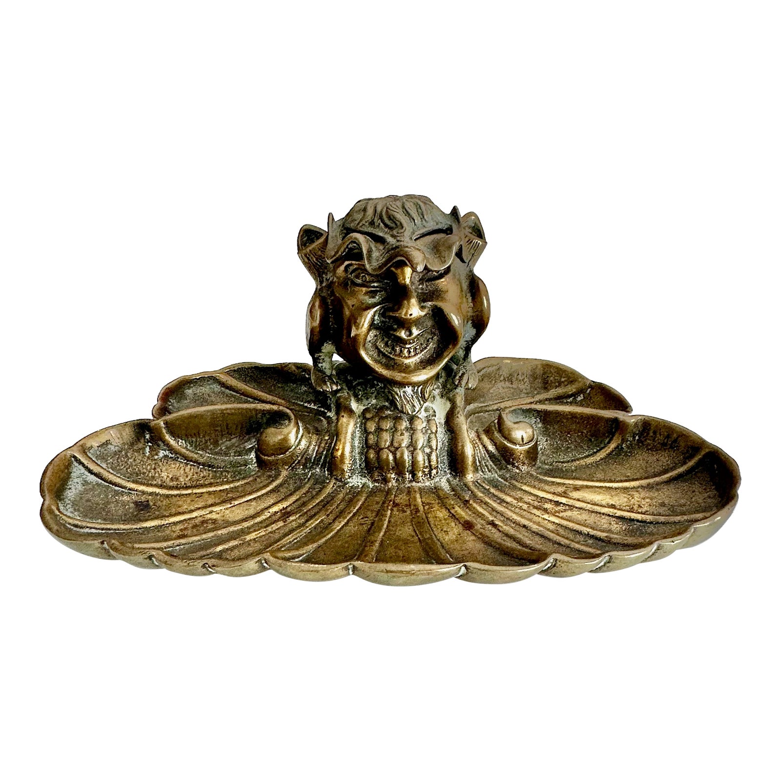 English Late 19th Century Bronze Gargoyle Shell Inkwell | Chairish