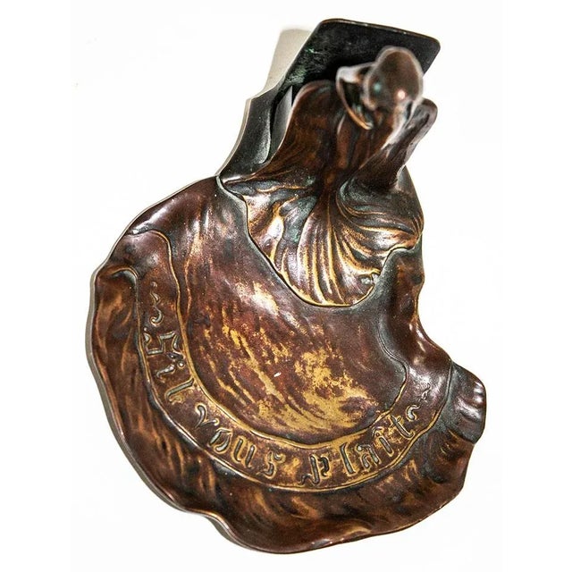 French Art Nouveau Bronze Match Box Holder/Ashtray-Inscribed S'il Vous ...