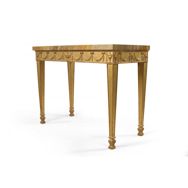 English Adam Neoclassic Style Giltwood and Marble Console Tables - A ...