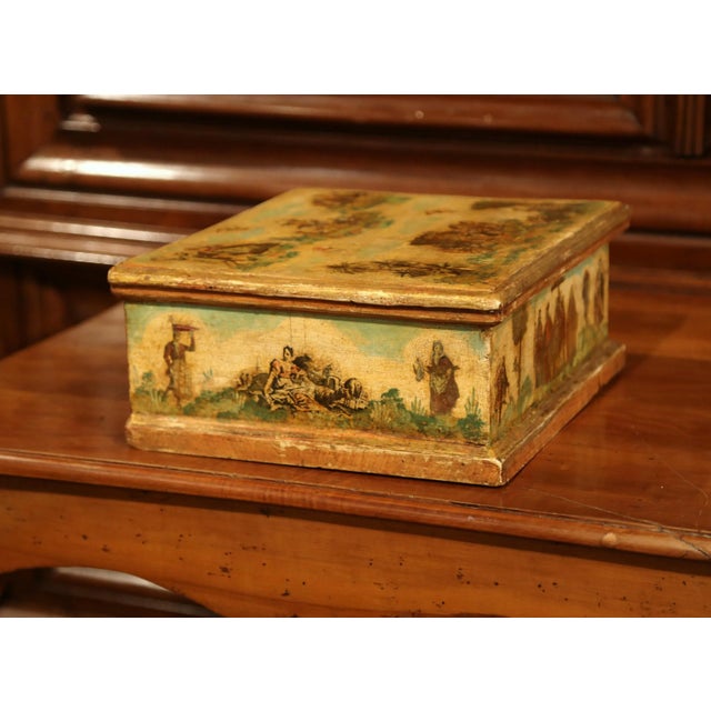 Mid-19th Century Italian Painted Decorative Box With Scenes | Chairish