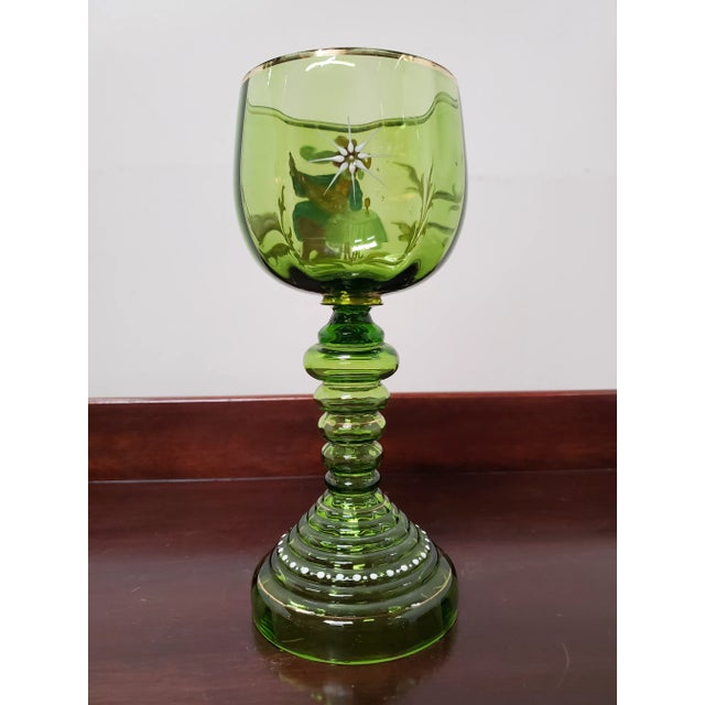 Mid 20th Century German Enameled Glass Goblet | Chairish