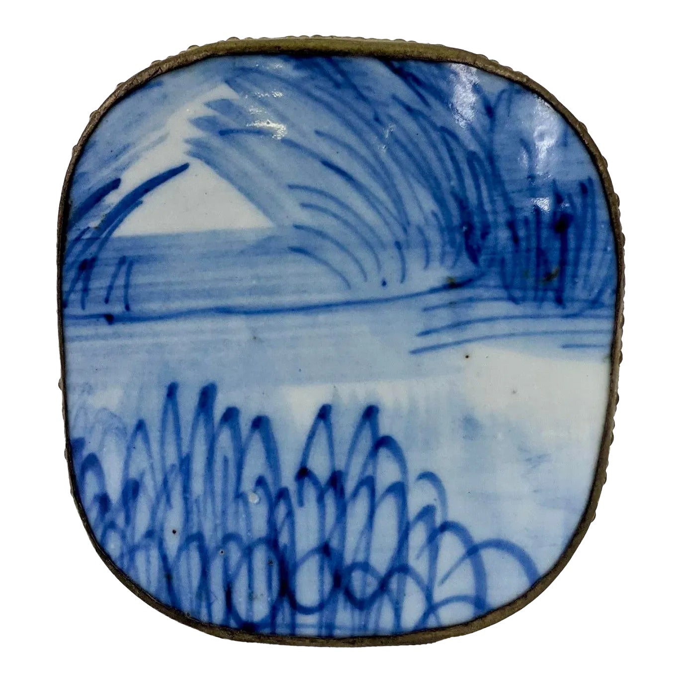 19th Century Chinese Small Blue and White Porcelain Shard Jewelry Box ...
