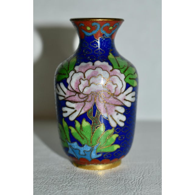 Vintage Mini Cloisonné Vase W/Floral Details | Chairish