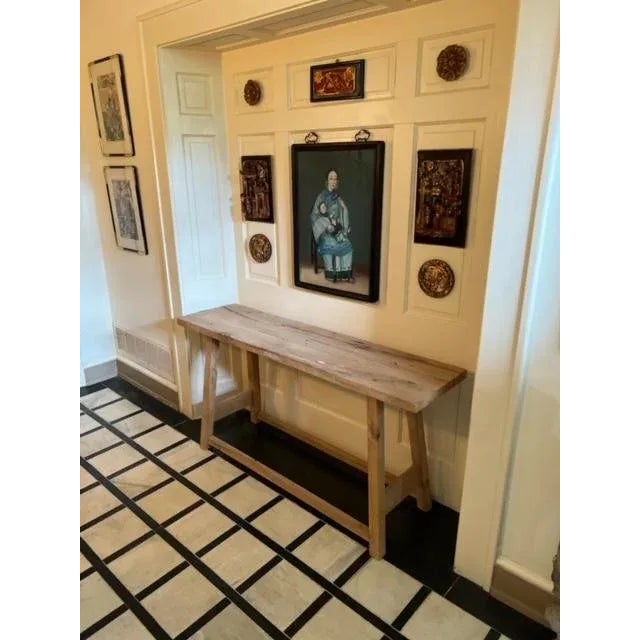 Modern Solid White Oak Console Table by Fortunata Design | Chairish