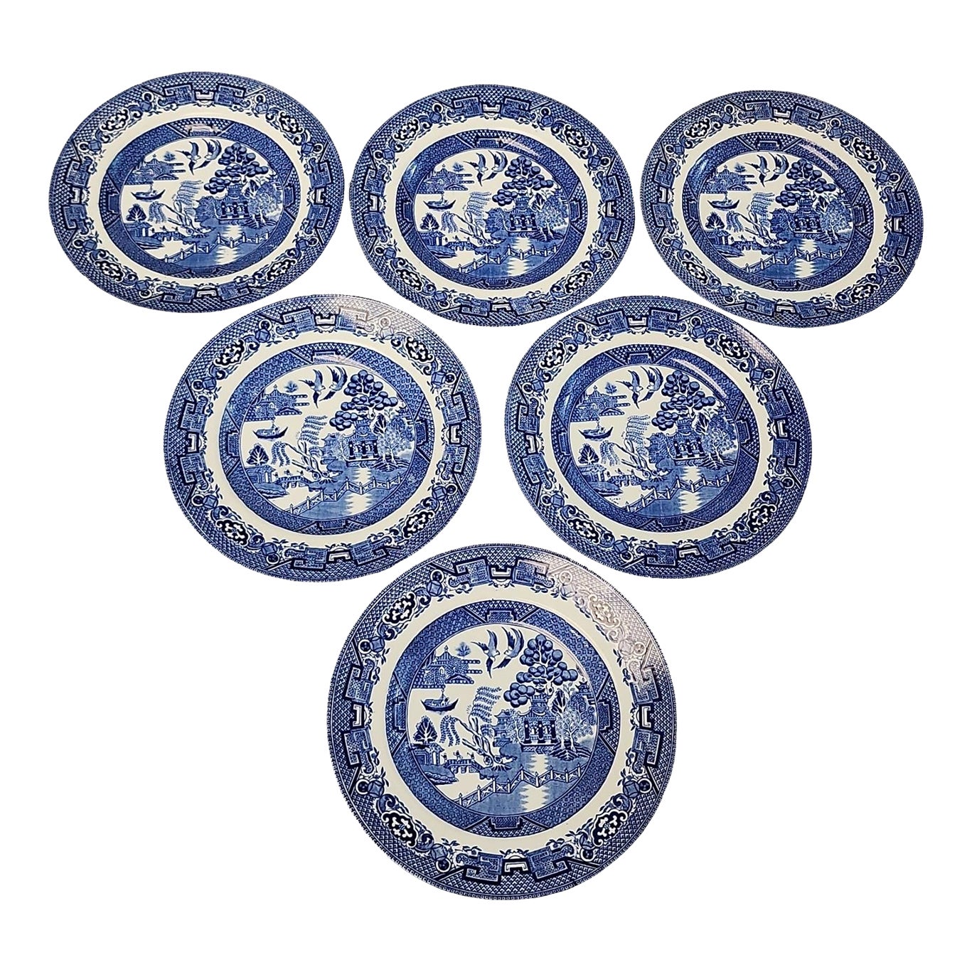 1930s M R Midwinter Blue Willow Salad Plates - Set of 6 | Chairish