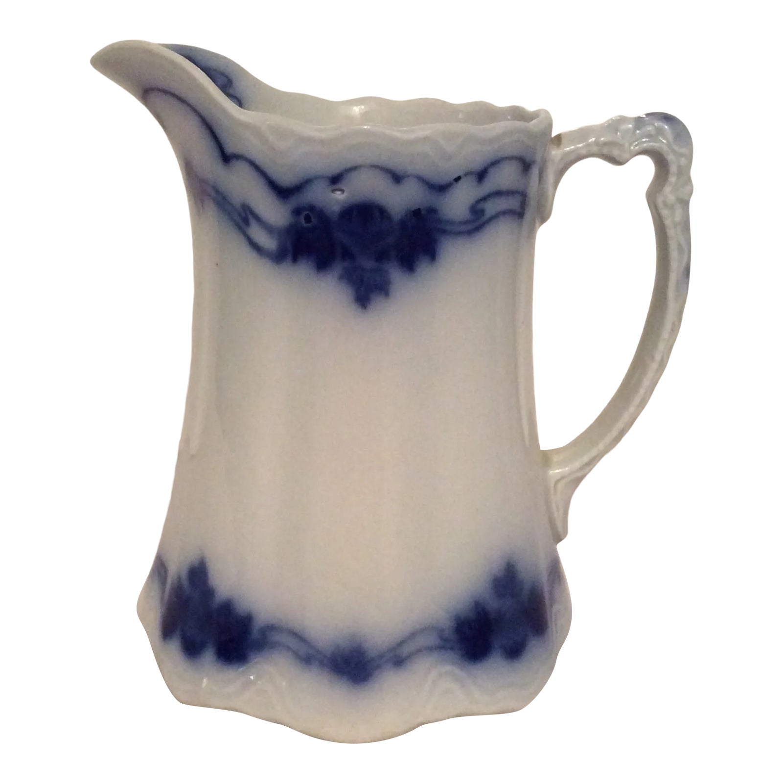 Antique Blue and White Flo Blue Milk Pitcher | Chairish