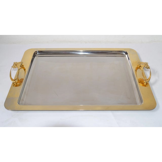 1980s Italian Art Deco Style Inox 18/10 Stainless Steel Serving Tray ...