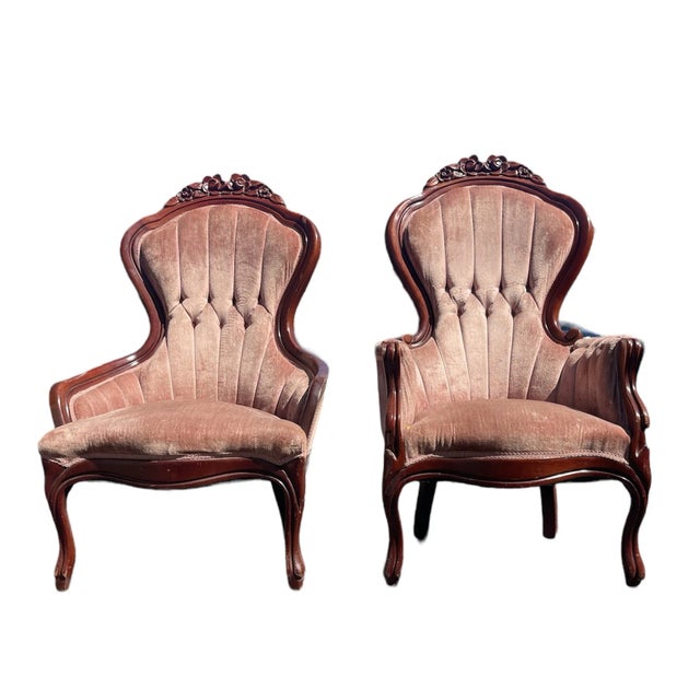 Vintage Victorian Kings & Queen Chairs- Set of 2 | Chairish