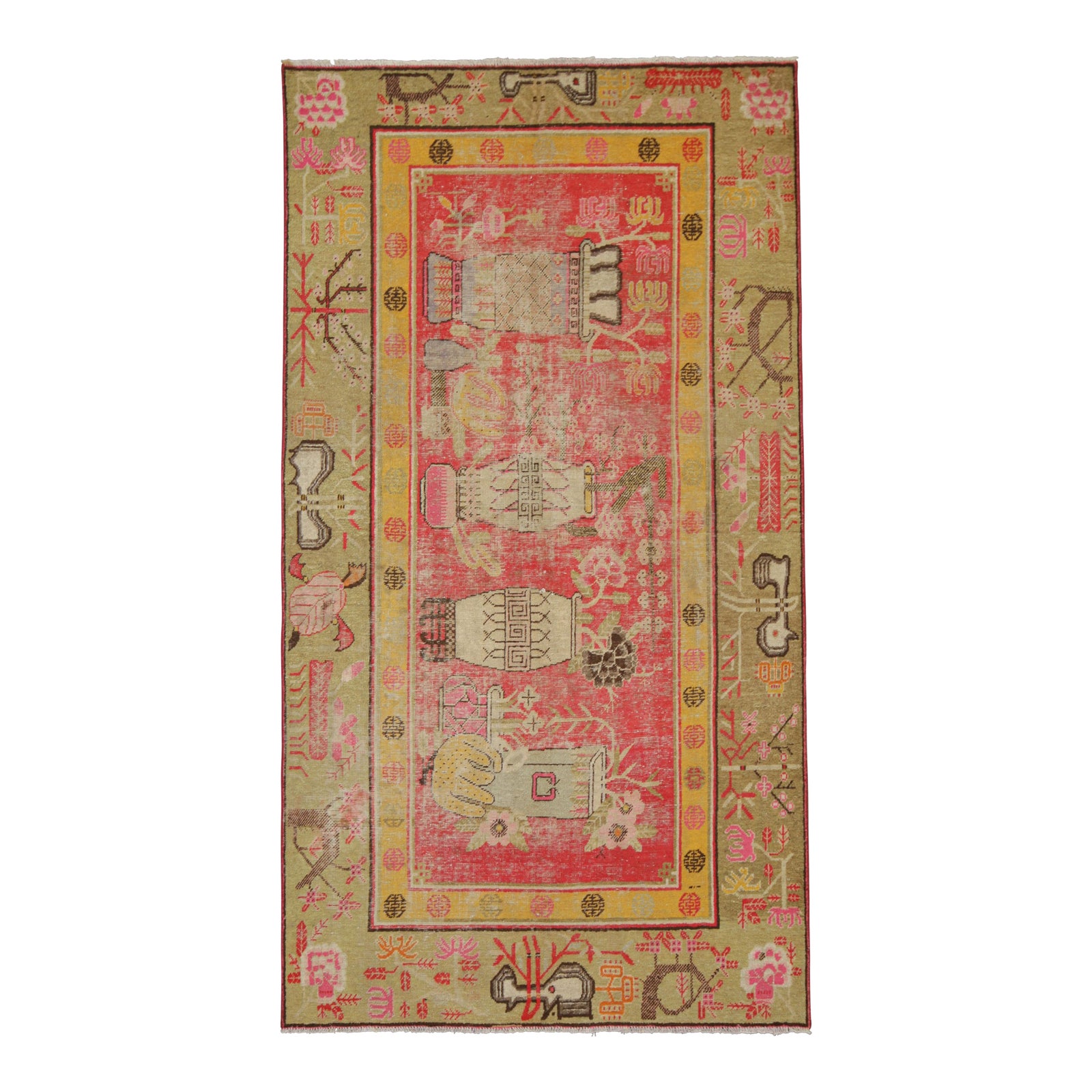 Vintage Samarkand Rug in Red With Rare Pictorial Design - Rug & Kilim ...