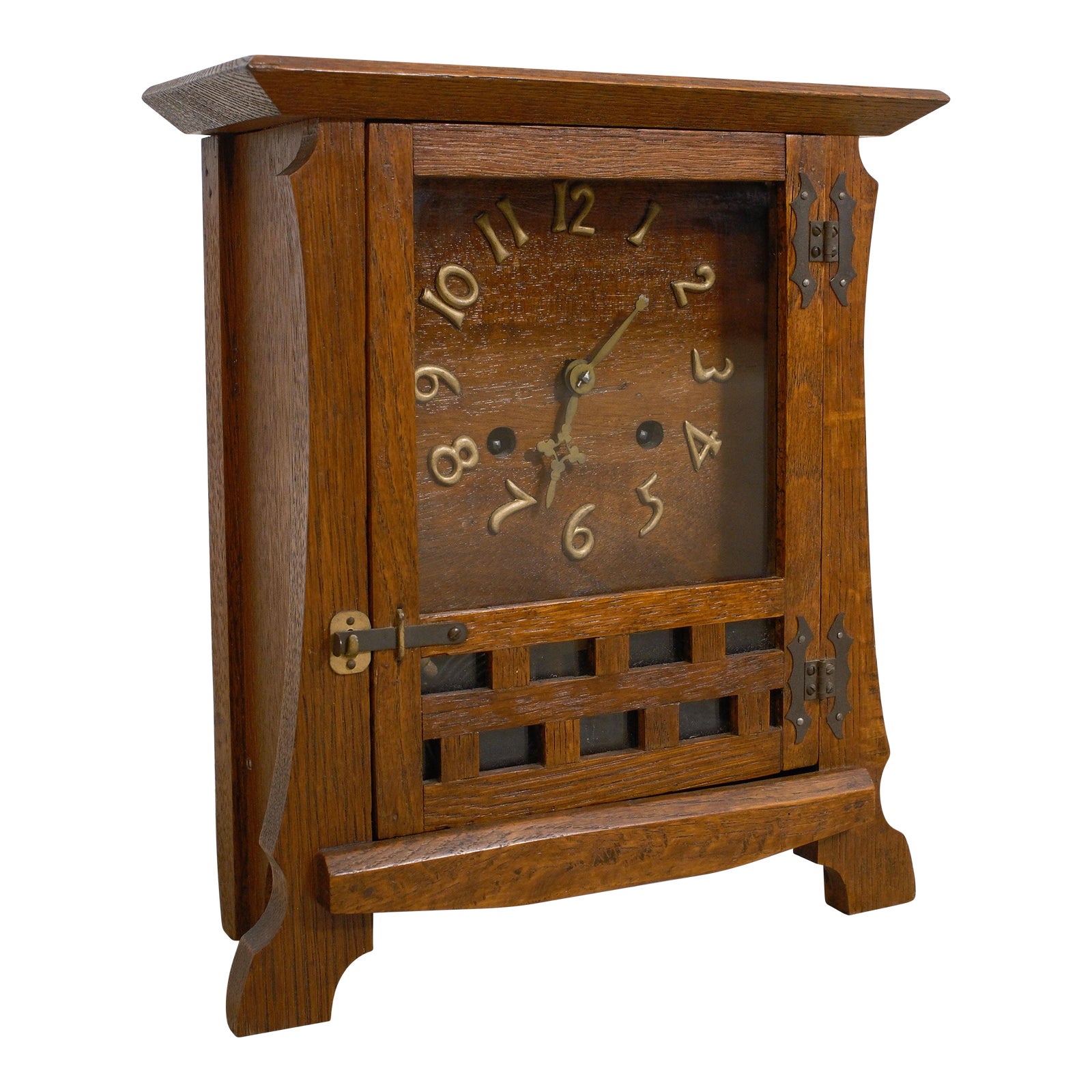 Antique Mission Oak Arts & Crafts Mantle Clock | Chairish