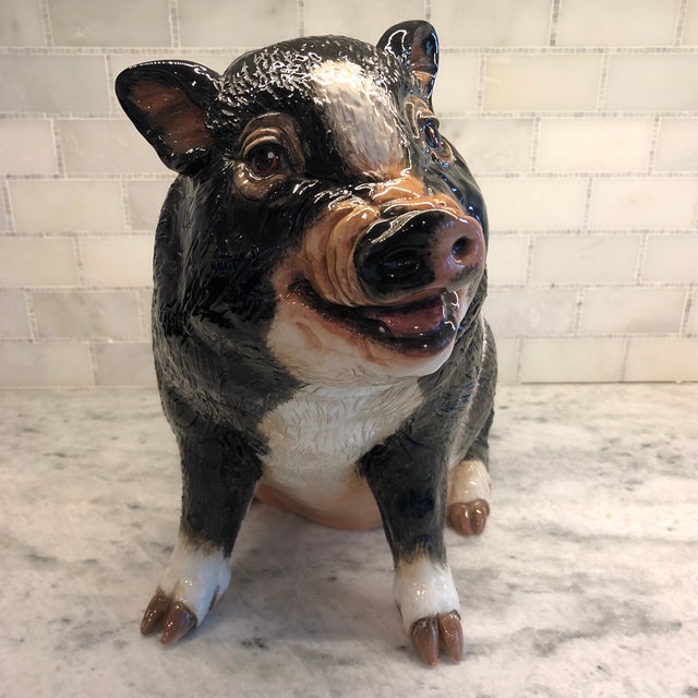 Vintage Ceramic Pig Figurine | Chairish