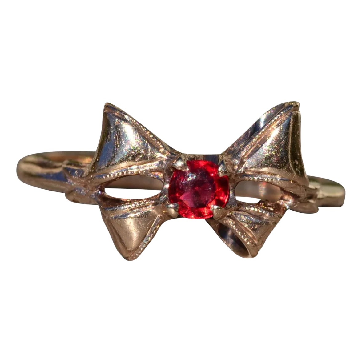 The Fennville: Ladies Rose Gold Bow Ring set with Doublet Center | Chairish