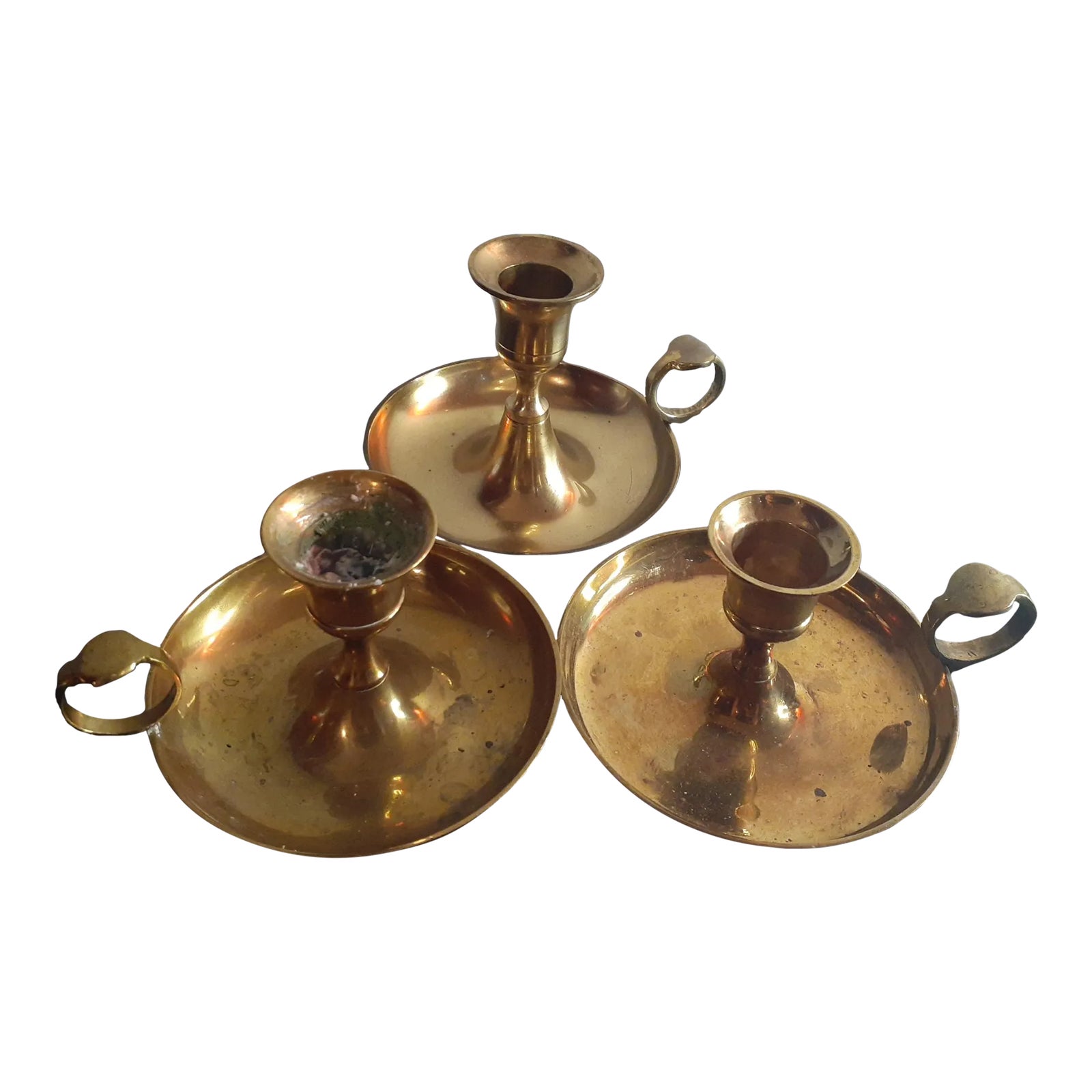 1960s Solid Brass Made in India Chamberstick Candle Holders Set of 3 ...