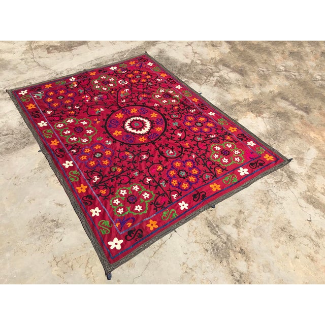 Wine Red Suzani Fabric | Chairish