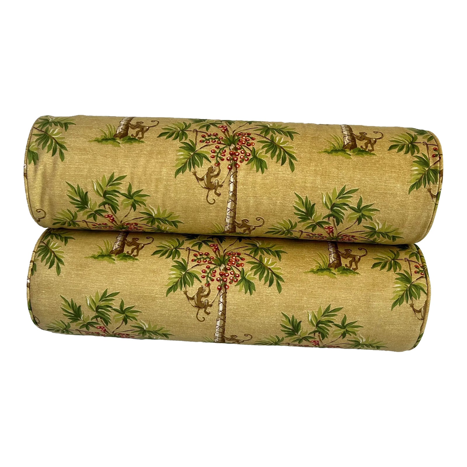 Early 21st Century Palm Tree Stain Repellent Pillows- a Pair | Chairish