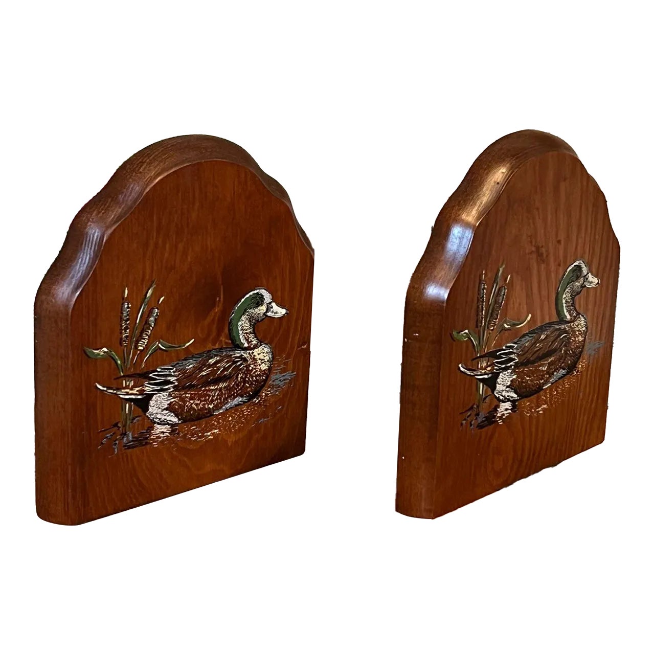 Vintage Handpainted Duck Motif Bookends- a Pair | Chairish