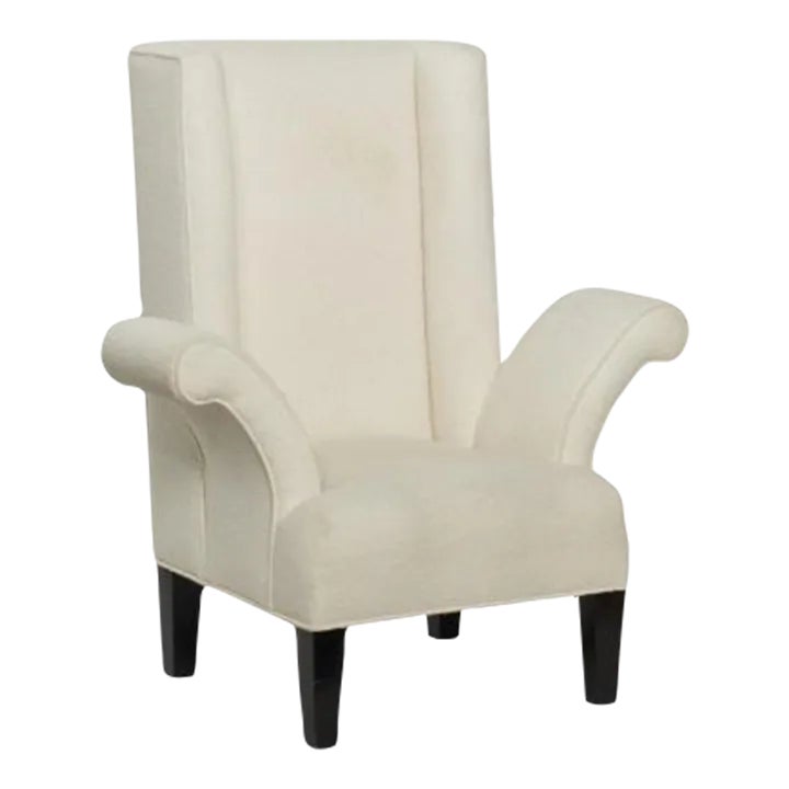 Mid Century Modern Flamboyant White Wingback Chair | Chairish